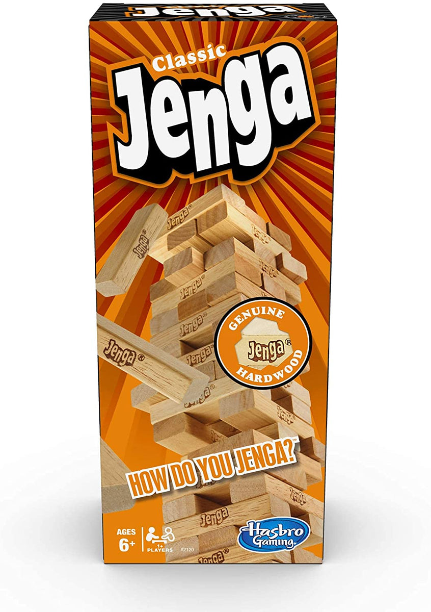 Jenga Classic Game by Hasbro Pull Stack Crash 1 or more Players Age 6 ...
