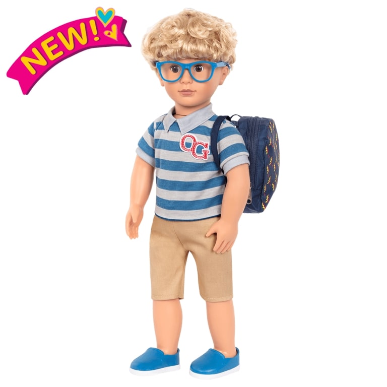 Our Generation 18 inch Doll Leo School Boy with Backpack and Glasses N ...